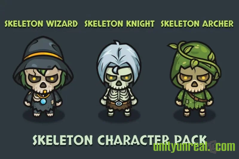 Top-Down Skeleton Characters Pack – Wizard, Knight, Archer » 2D / 3D ...